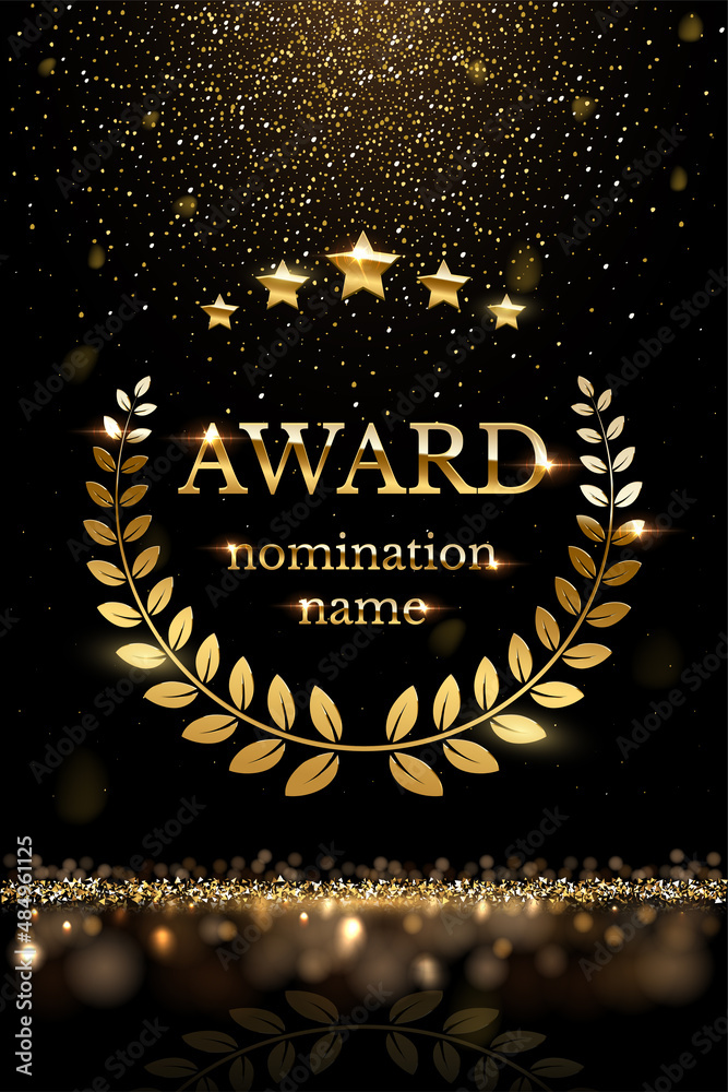 Winner nomination award with gold laurel, luxury reward, certificate ...