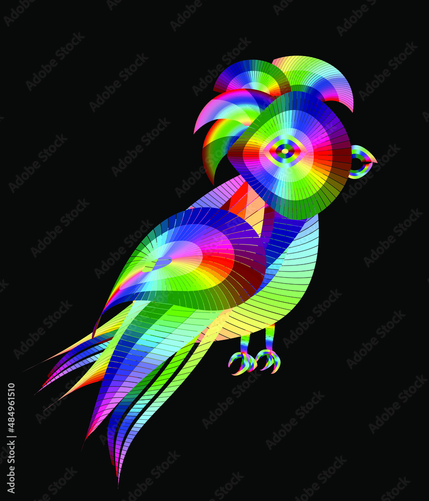 Colorfull parrot . Vector illustration of parrot colorized in spectrum ...