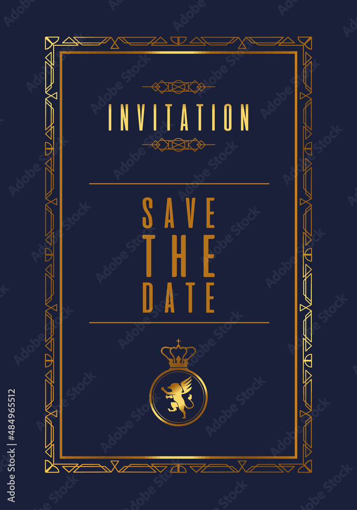 invitation lettering gold frame Stock Vector | Adobe Stock