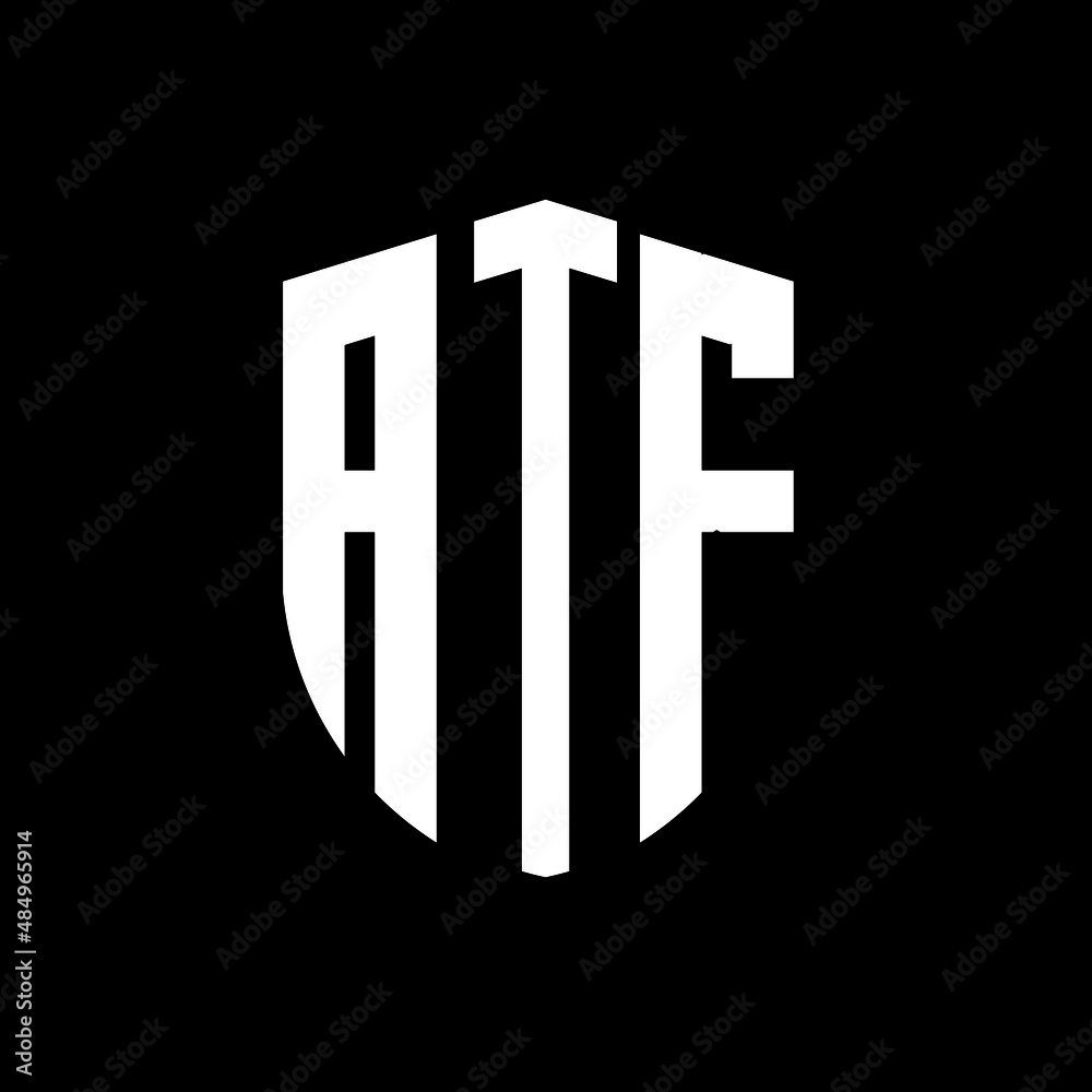 ATF letter logo design. ATF modern letter logo with black background ...