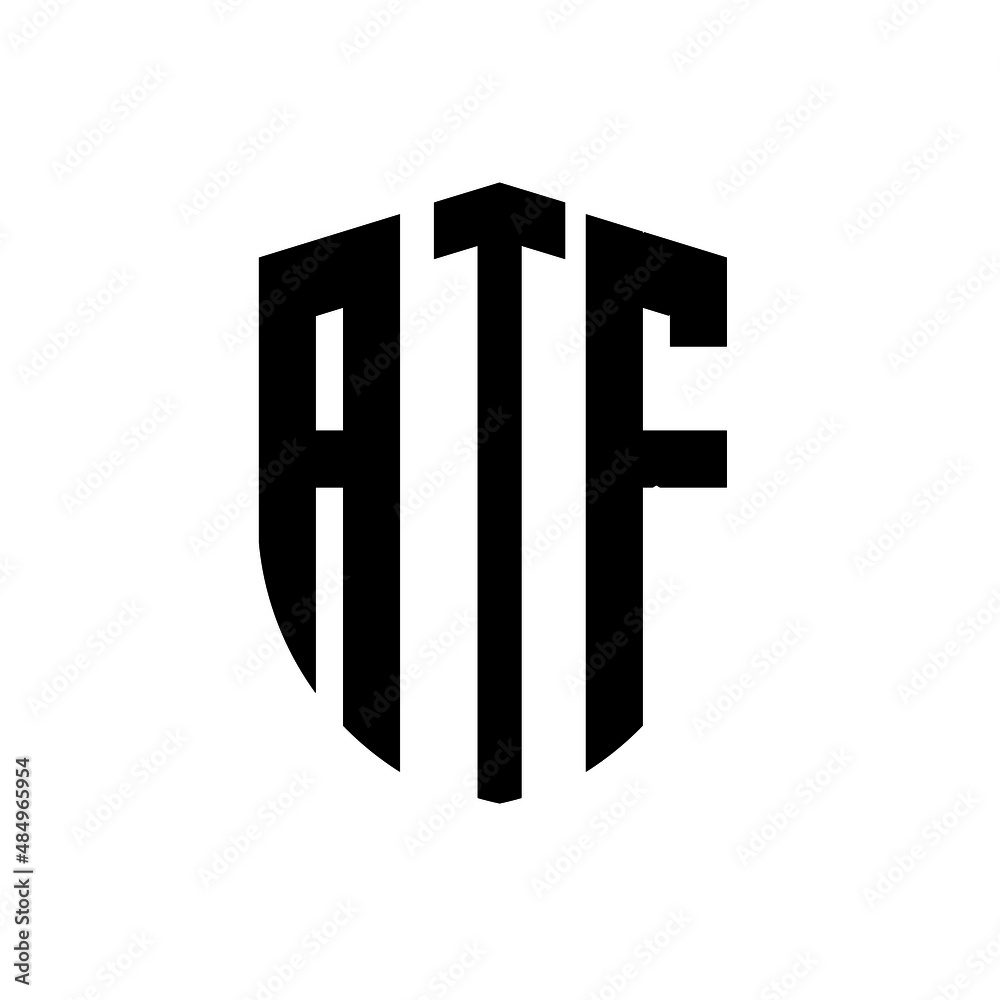 ATF letter logo design. ATF modern letter logo with black background ...