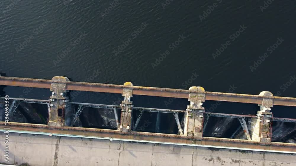 Stockvideon Aerial Drone View Dam on River. Top view Hydroelectric Dam ...