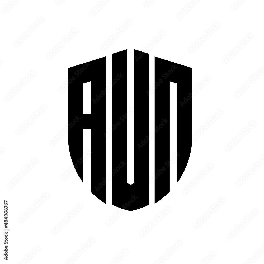 AUN letter logo design. AUN modern letter logo with black background ...