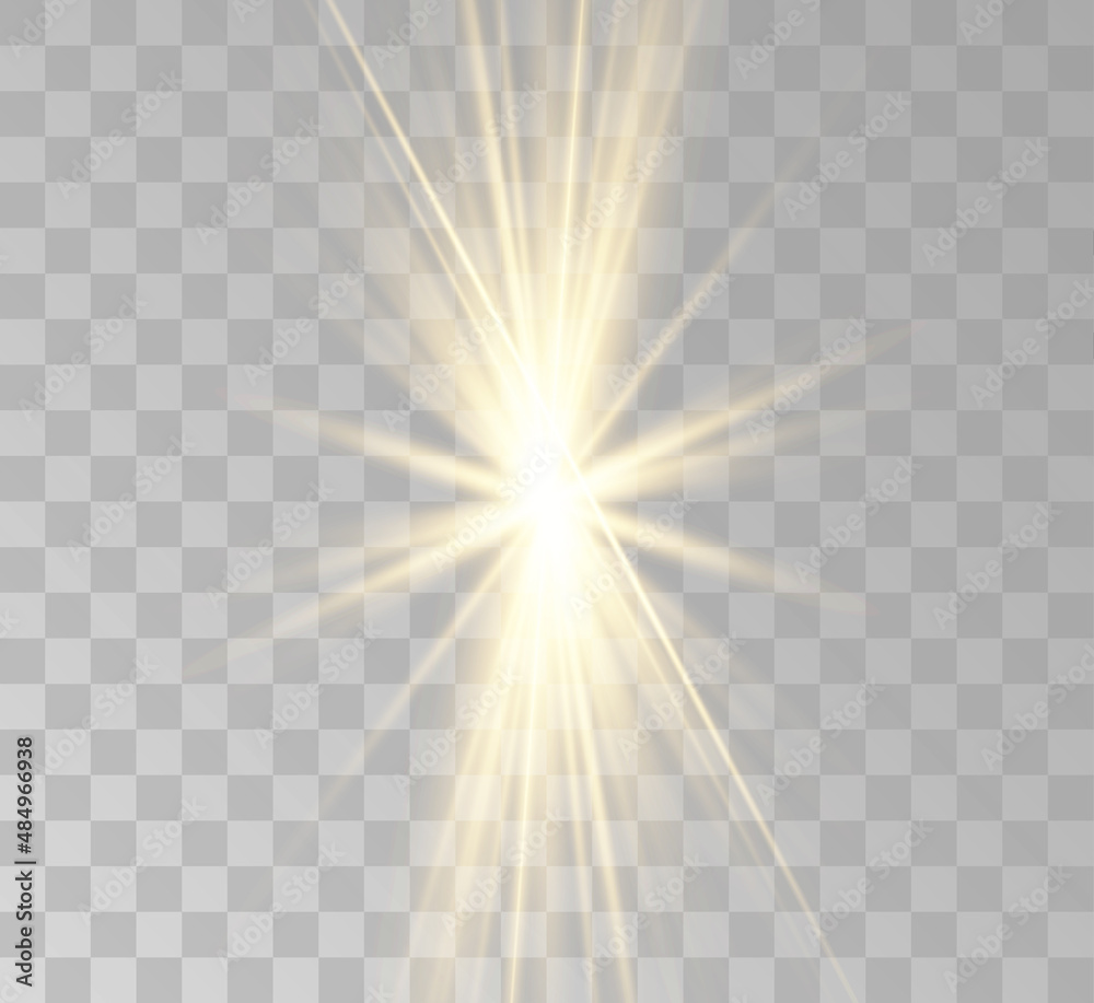 Transparent yellow sunlight special lens flash light effect. Front ...