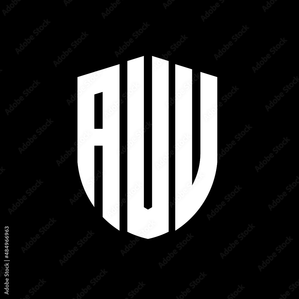 AUV letter logo design. AUV modern letter logo with black background ...