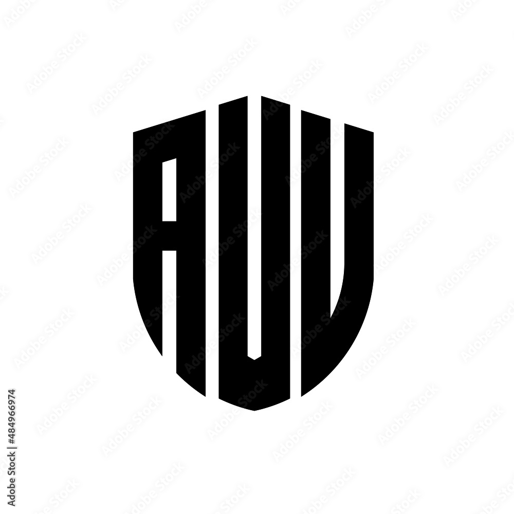 AUV letter logo design. AUV modern letter logo with black background ...