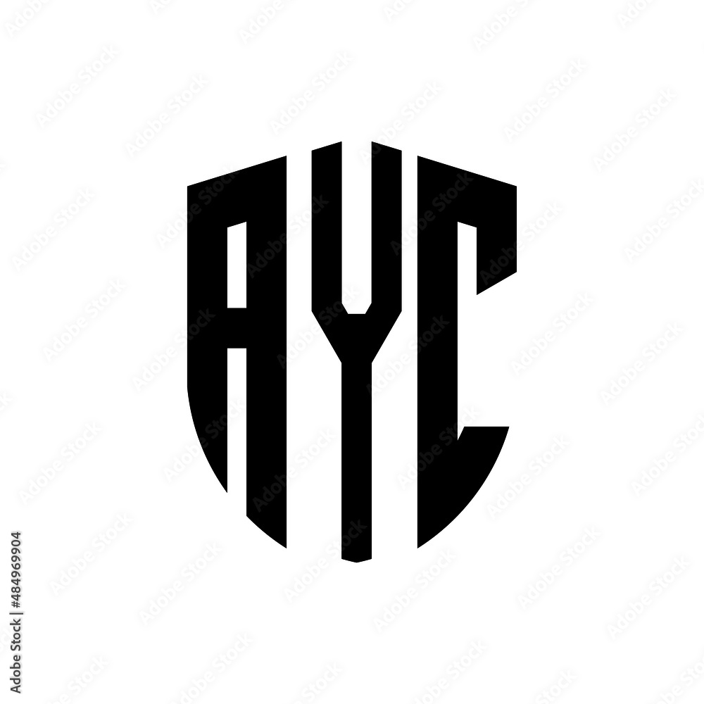 AYC letter logo design. AYC modern letter logo with black background ...