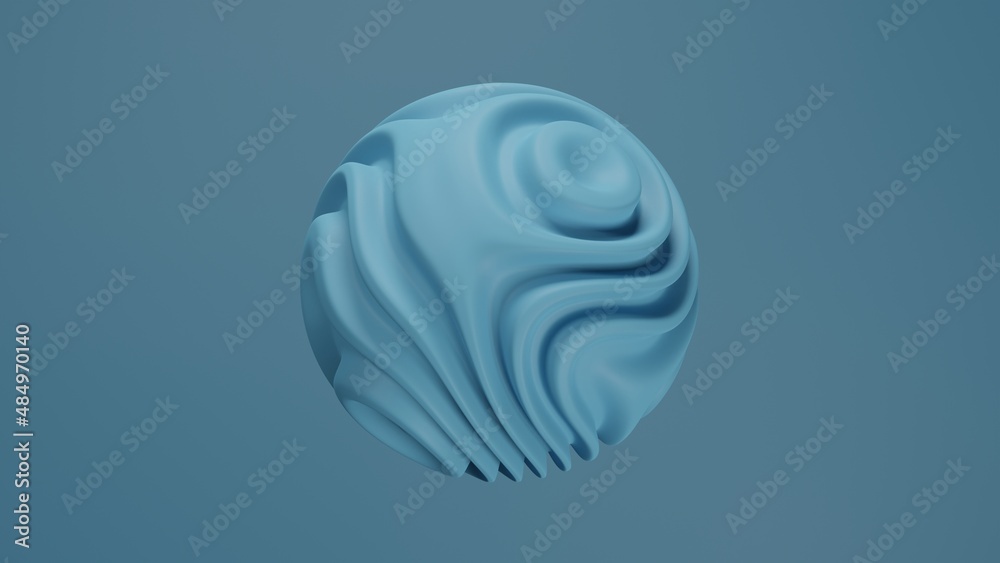 3d rendering of a sphere with a wavy surface. Smooth curves create a ...