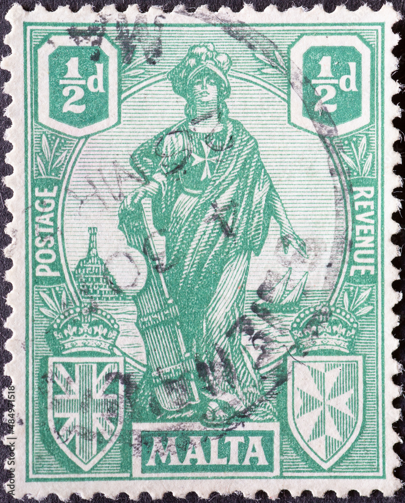 Malta - circa 1922: a postage stamp from Malta , showing the Melita ...