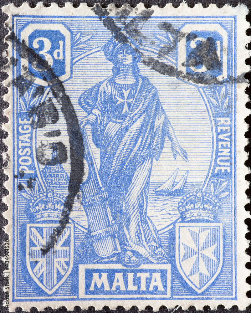 Malta - circa 1922: a postage stamp from Malta , showing the Melita ...