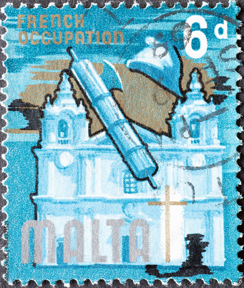 Malta - circa 1965: a postage stamp from Malta , showing St Paul's ...