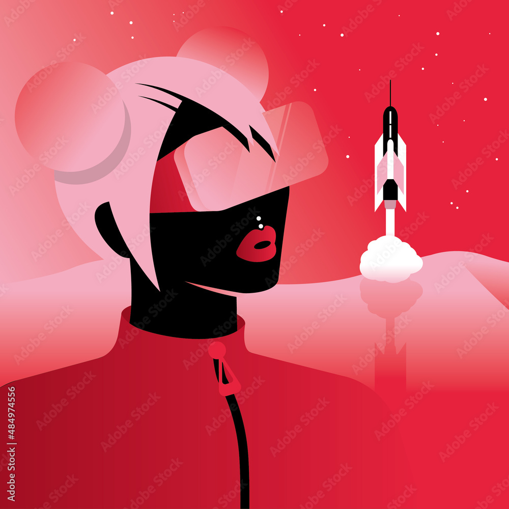 Rocket girl Stock Illustration | Adobe Stock
