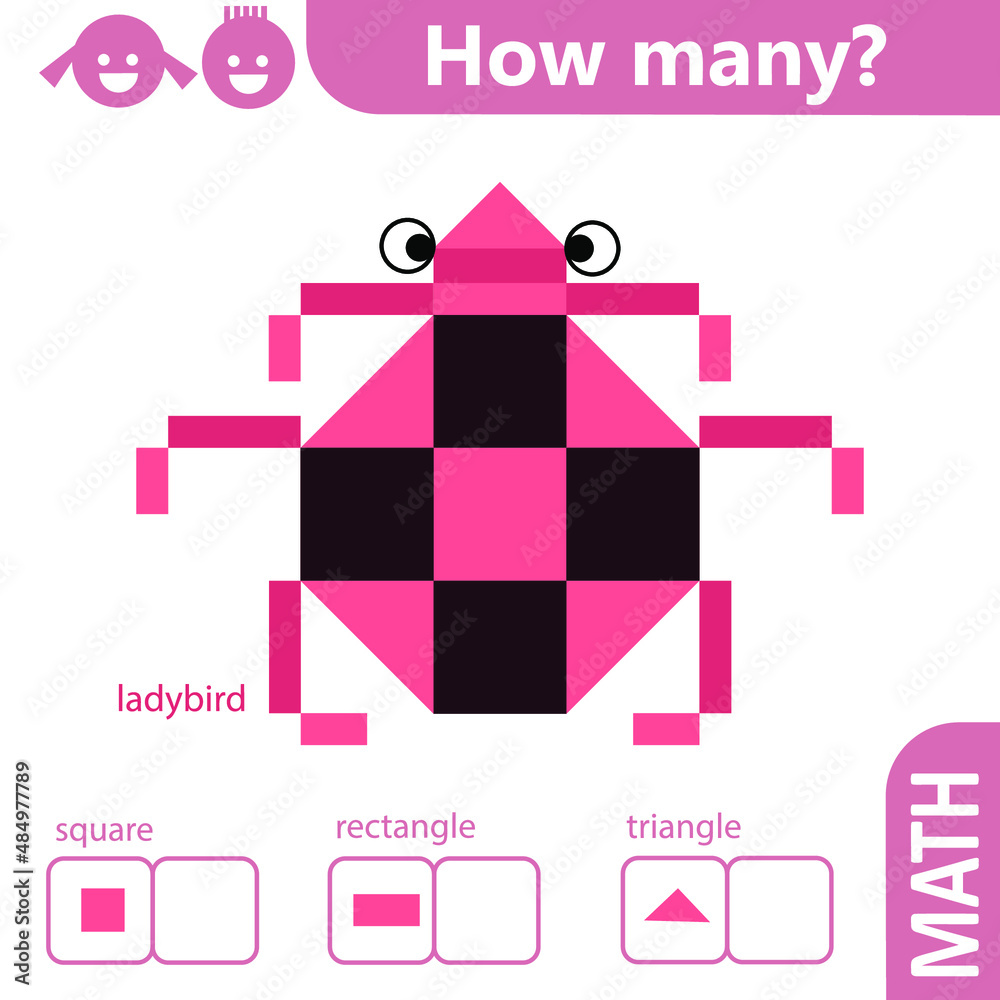 Ladybird. Counting game for kids. Educational math puzzle. Count how ...