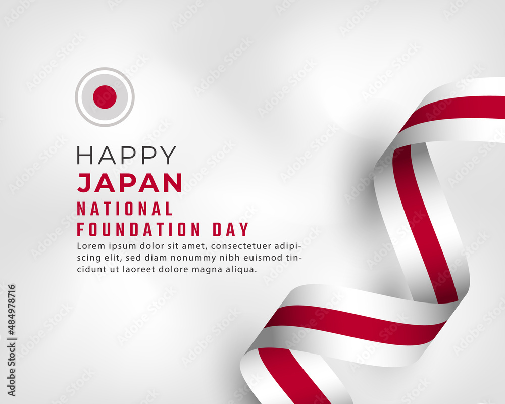 Happy Japan National Foundation day February 11th Celebration Vector ...