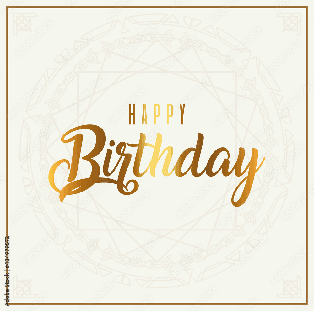 happy birthday gold lettering Stock Vector | Adobe Stock