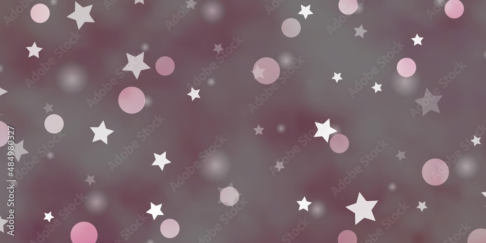 Light Red vector background with circles, stars. Abstract design in ...