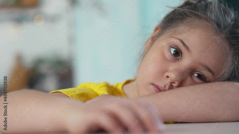 child sad. girl kid a bored home. child autistic child care treatment ...