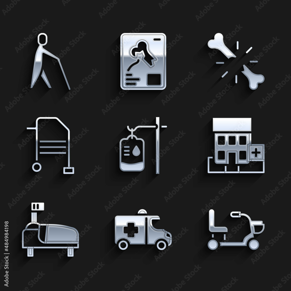 Set IV bag, Emergency car, Electric wheelchair, Medical hospital ...