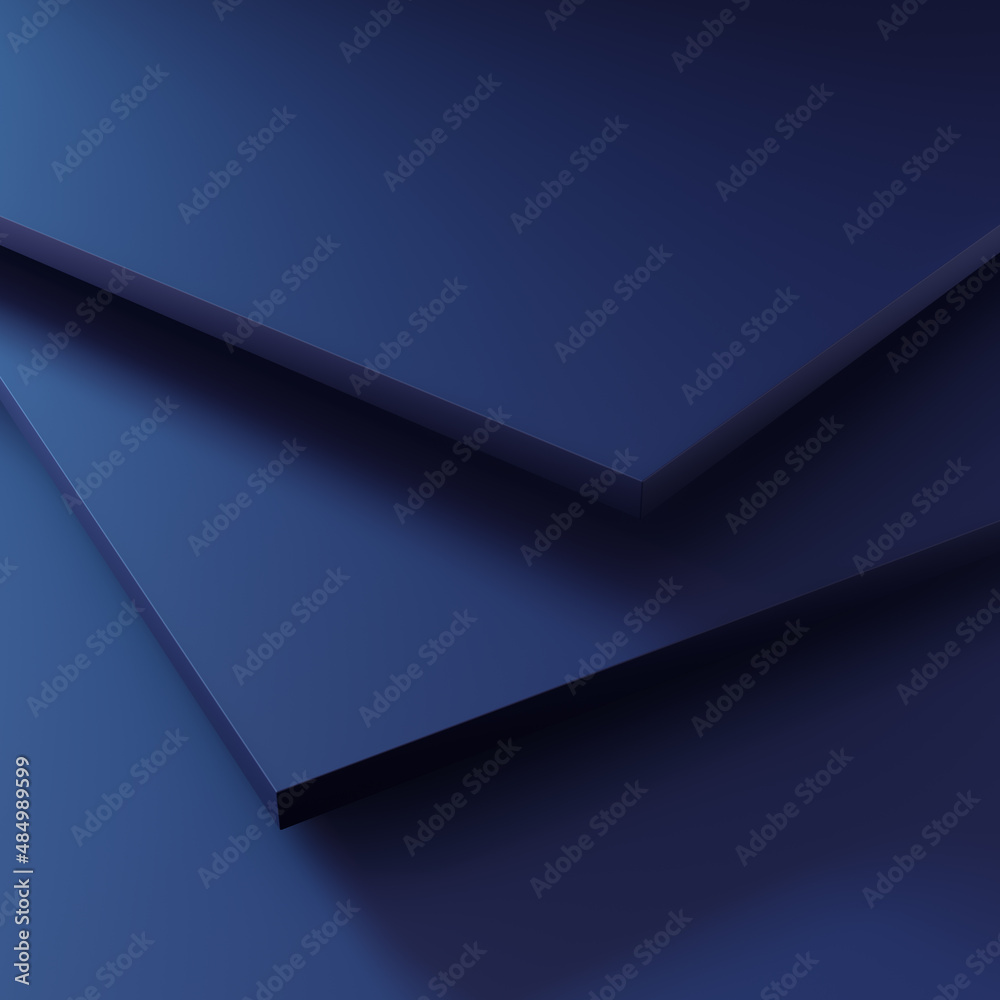 Blue triangle background with overlap paper layer gradient color with space for text and message ...