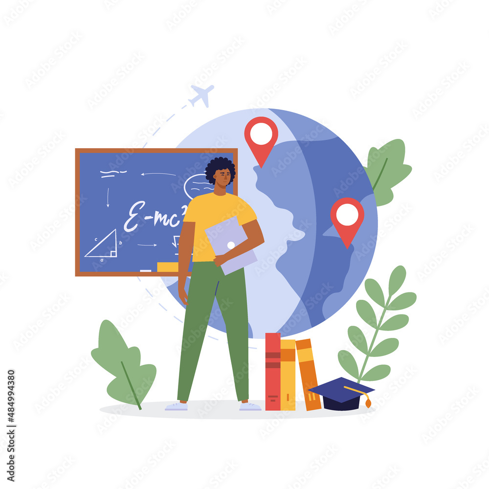 Foreign student learning in international high school. Concept of ...