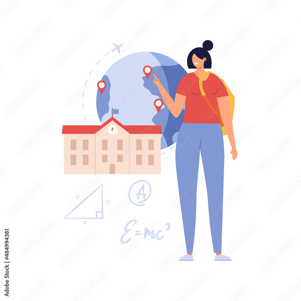 Foreign student learning in international high school. Concept of ...