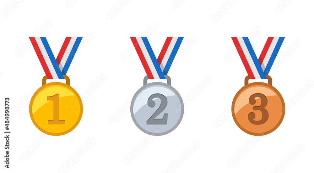 Sports medal icon set. Emoji sport medals Stock Vector | Adobe Stock
