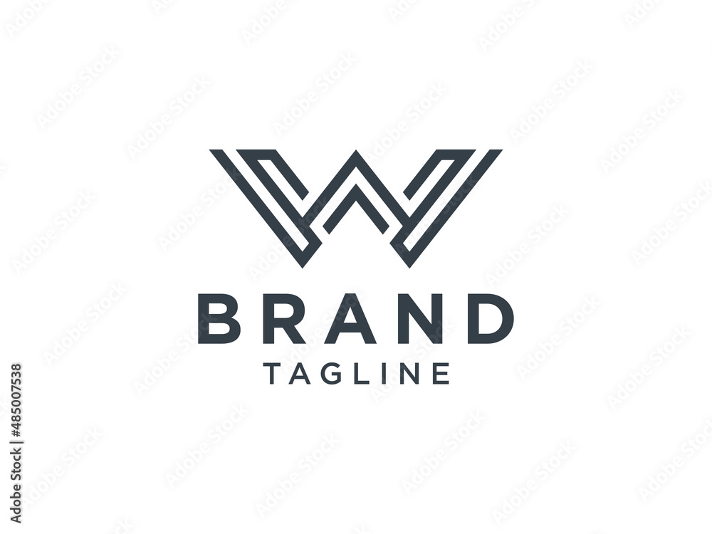 Abstract Initial Letter W Logo. Black Symbol isolated on White ...
