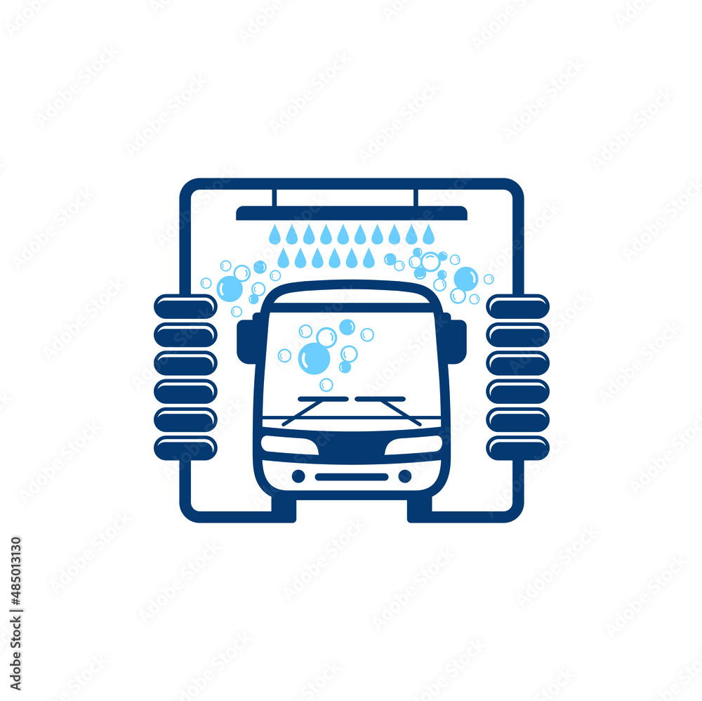 logo template for bus wash service, vector art. Stock Vector | Adobe Stock
