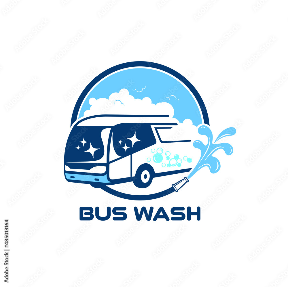 logo template for bus wash service, vector art. Stock Vector | Adobe Stock
