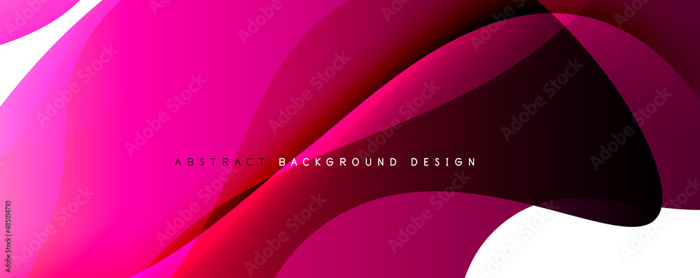 Trendy simple fluid color gradient abstract background with dynamic wave line effect. Vector ...