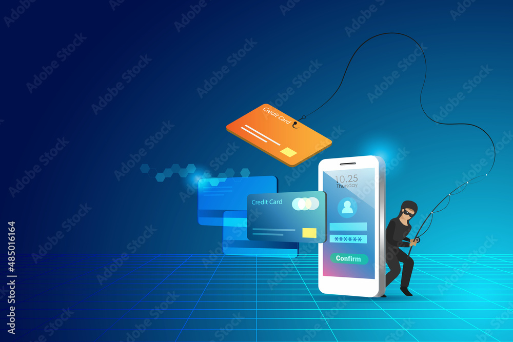 Phishing scam, hacker attack. Hacker online phishing credit card ...