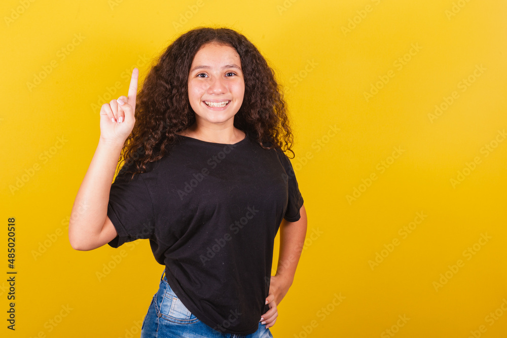 Brazilian Latin American Girl For Afro Hair Yellow Background