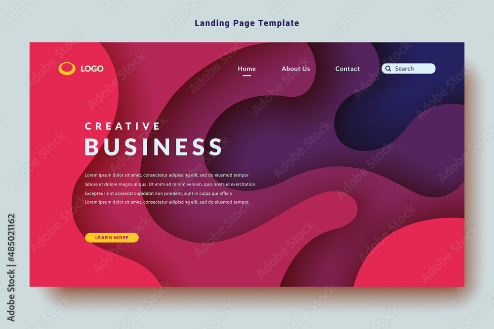 modern colorful landing page website template design background, violet ...