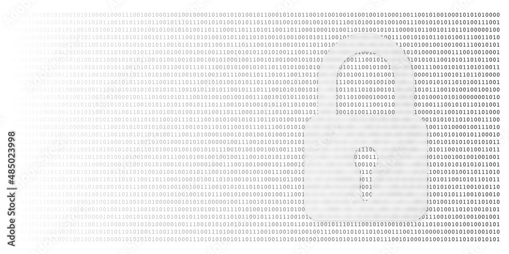 Digital security concept by binary code drawing a padlock on white ...