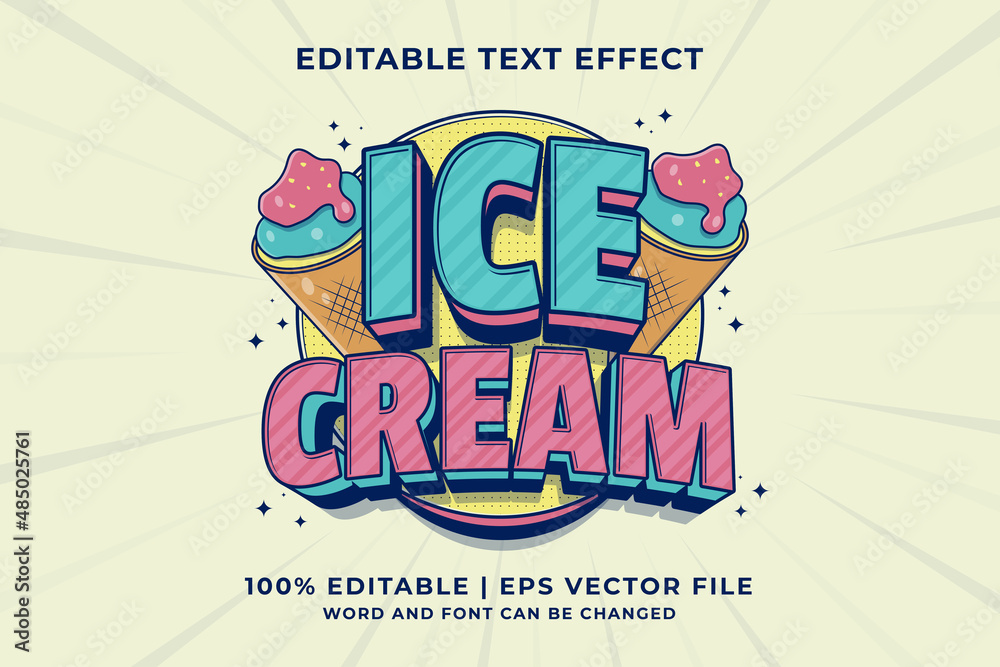 Editable text effect - Ice Cream 3d Cartoon Cute template style premium ...