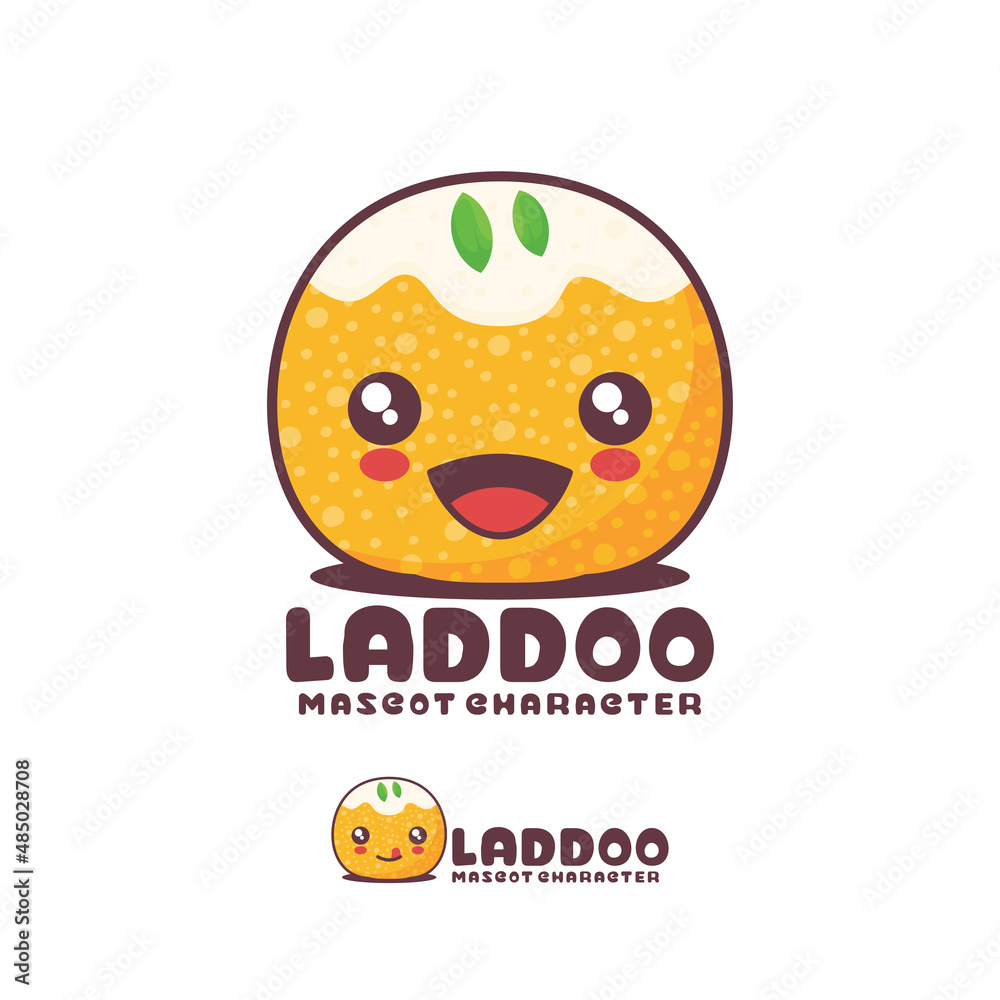vector laddoo cartoon mascot, traditional indian food illustration ...
