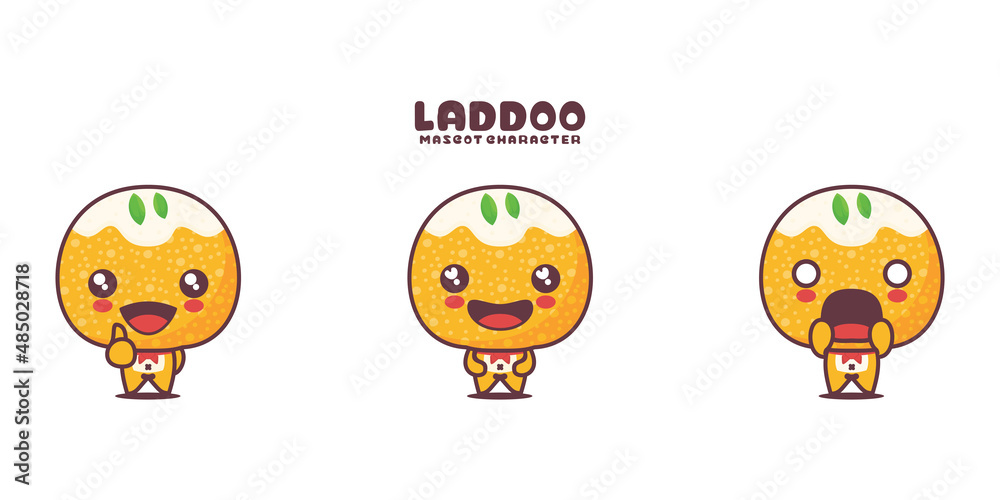 vector laddoo cartoon mascot, traditional indian food illustration ...