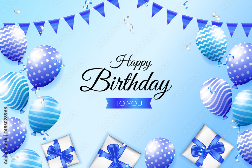 Happy birthday background design with realistic balloons Stock 벡터 ...