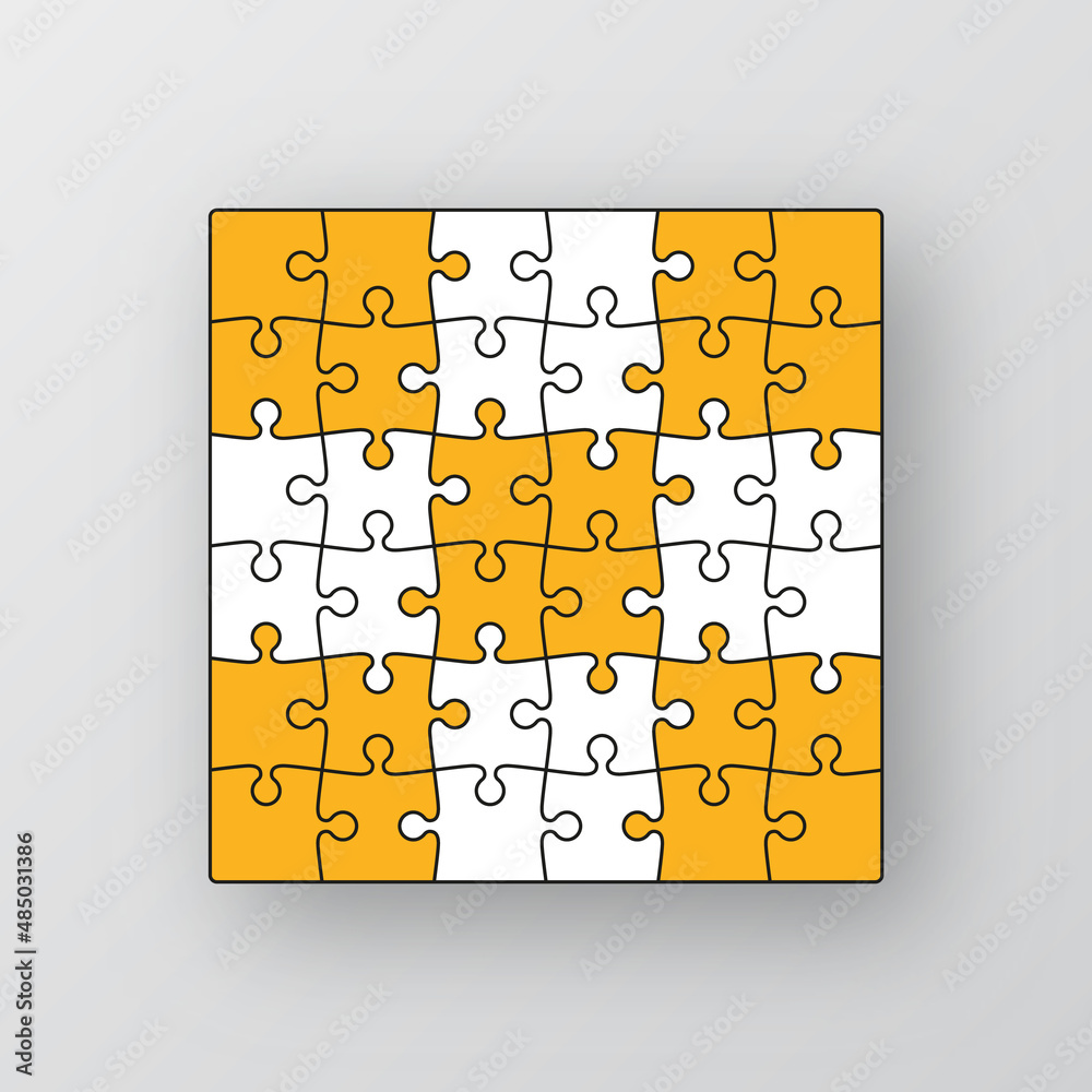 Puzzle pieces set. Jigsaw outline grid. Modern background with mosaic ...