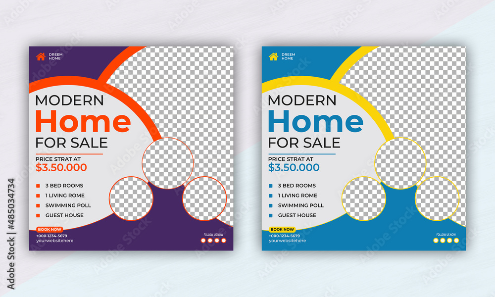 Modern home for sale social media post template Stock Vector | Adobe Stock