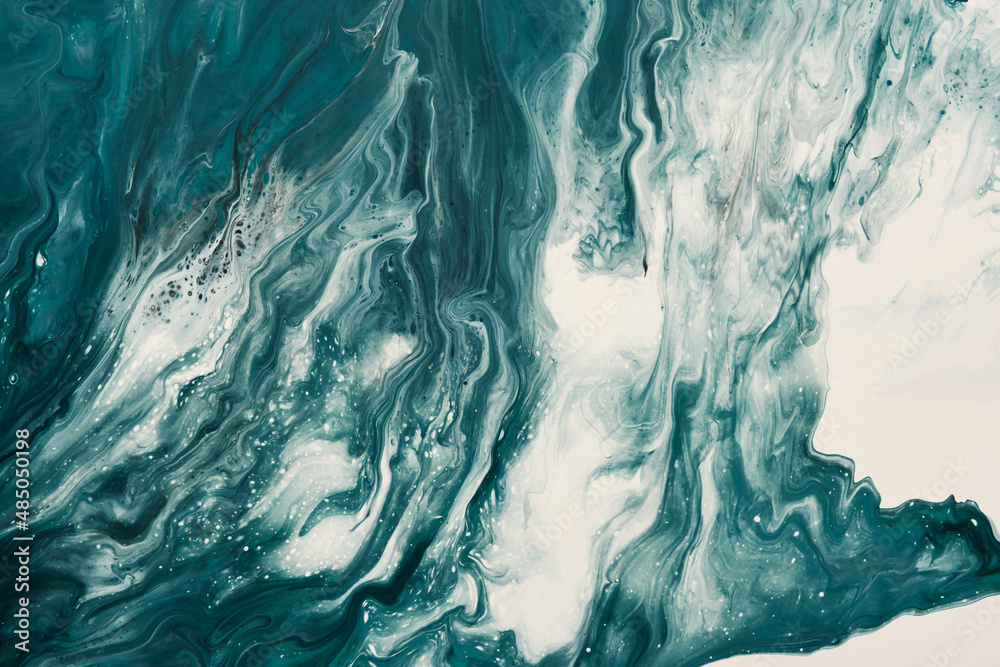 Fluid Art. Liquid emerald green abstract drips and wave. Marble effect ...