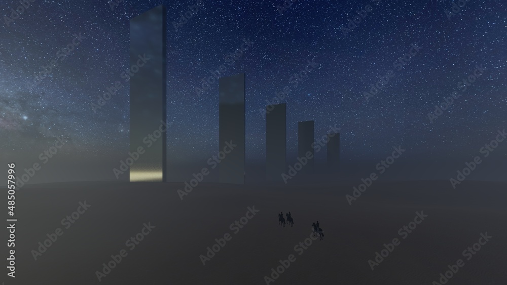 giant mirror structure with landscape Stock Illustration | Adobe Stock