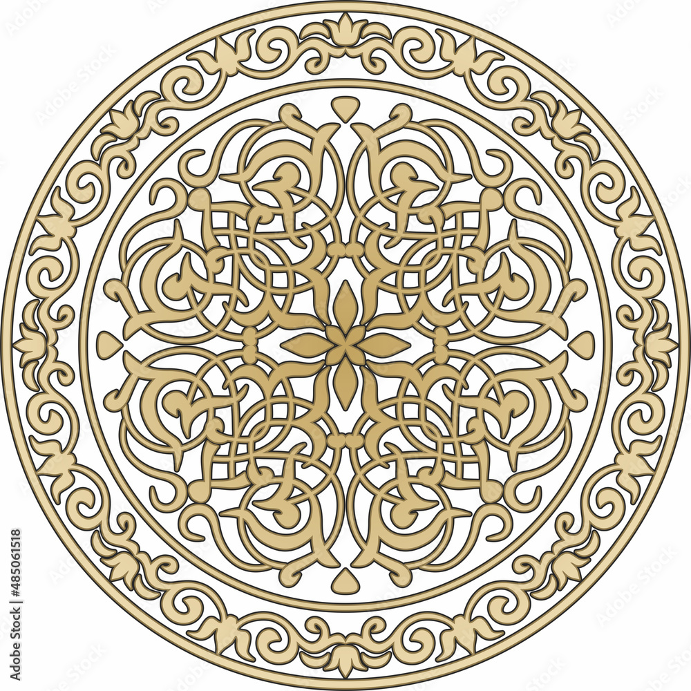 Vector golden floral round ornament of Ancient Greece and the Roman ...