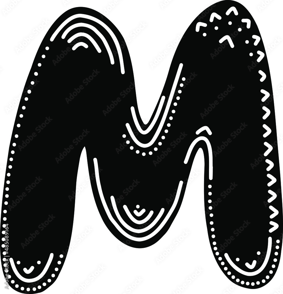 Latin letter "M". Vector black illustration isolated on a white ...