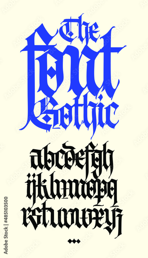 Gothic. Vector. Lowercase letters on a white background. Stylish ...