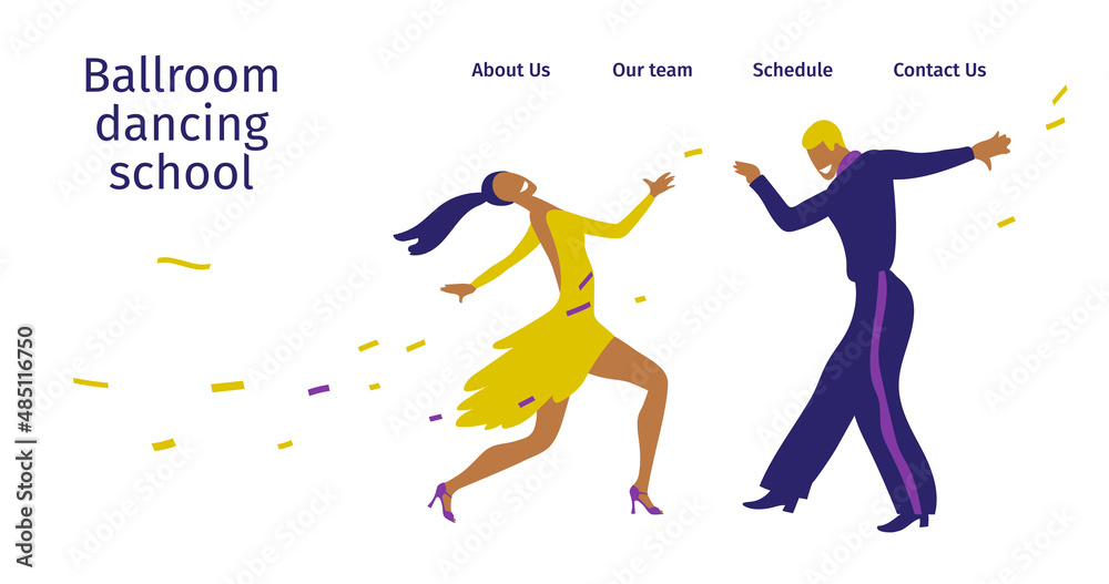 Ballroom dancing. Vector illustration of professional dancers. Template ...