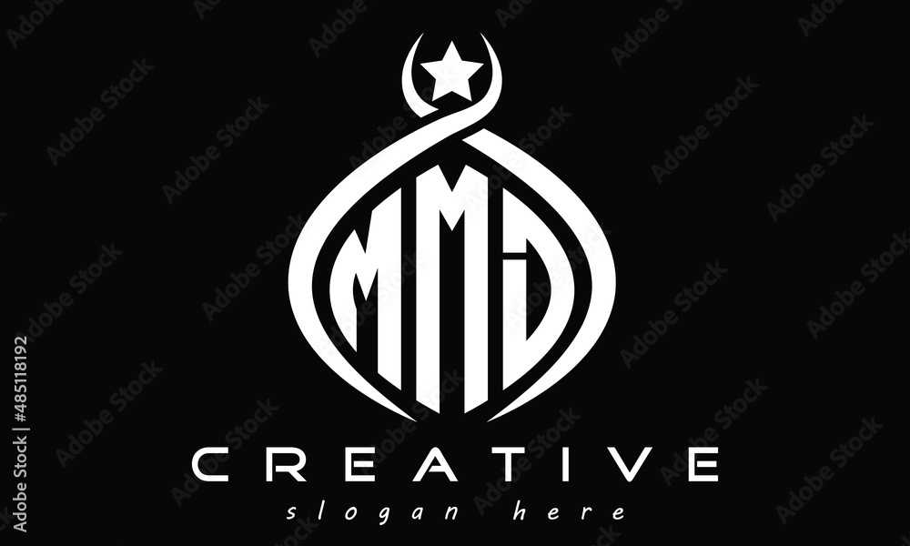 MMD three letters monogram curved initial logo design, geometric oval ...