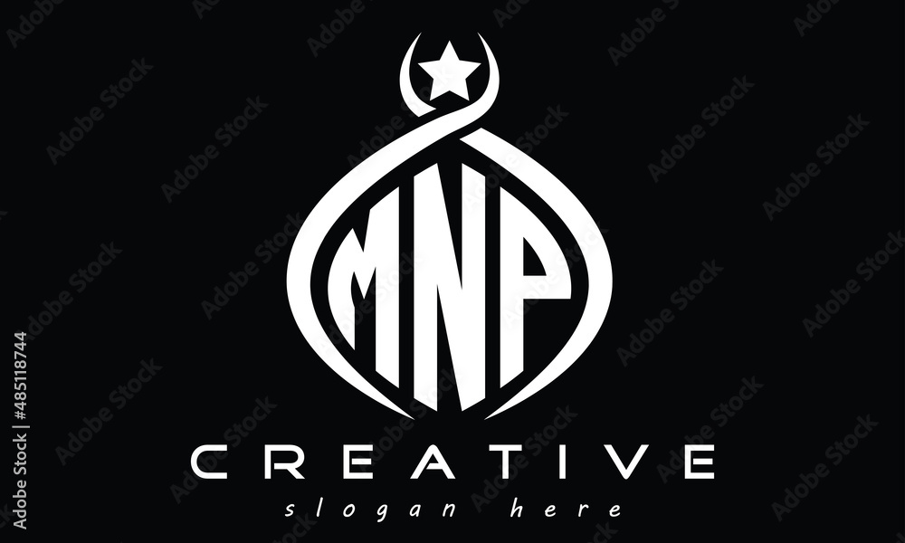 MNP three letters monogram curved initial logo design, geometric oval ...