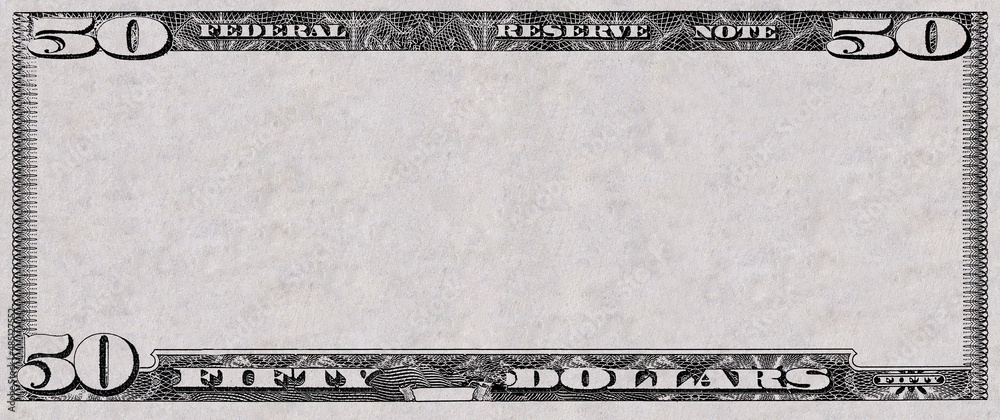U.S. 50 dollar with empty middle area Stock Photo | Adobe Stock