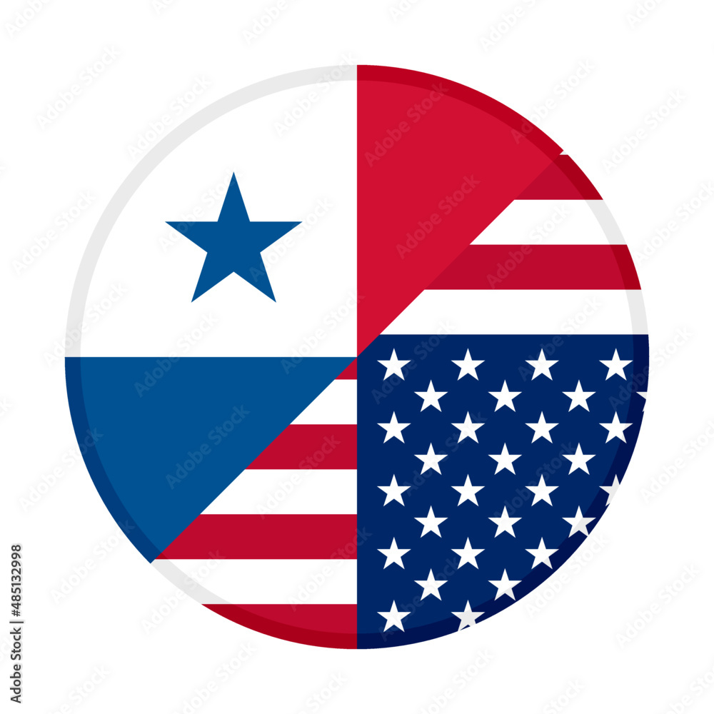 round icon with american and panama flags. vector illustration isolated ...